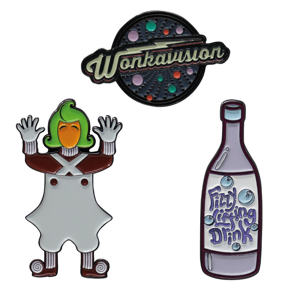 Willy Wonka and the Chocolate Factory Limited Edition Triple Pin Badge ...